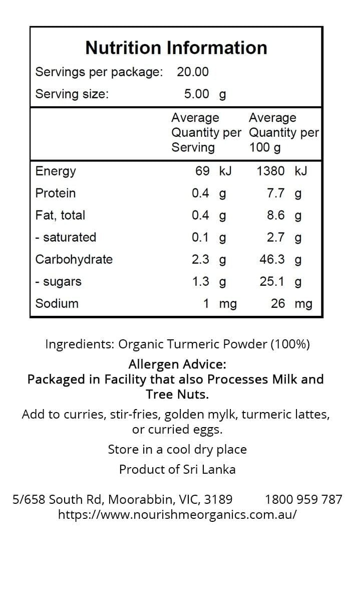 Organic Turmeric Powder 100g - NourishmeOrganics – Nourishme Organics