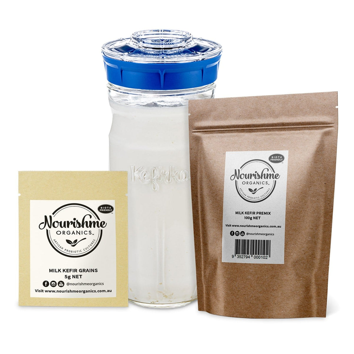 Buy Large Kefirko Kefir Maker and Fresh Kefir Grains- Nourishme Organics
